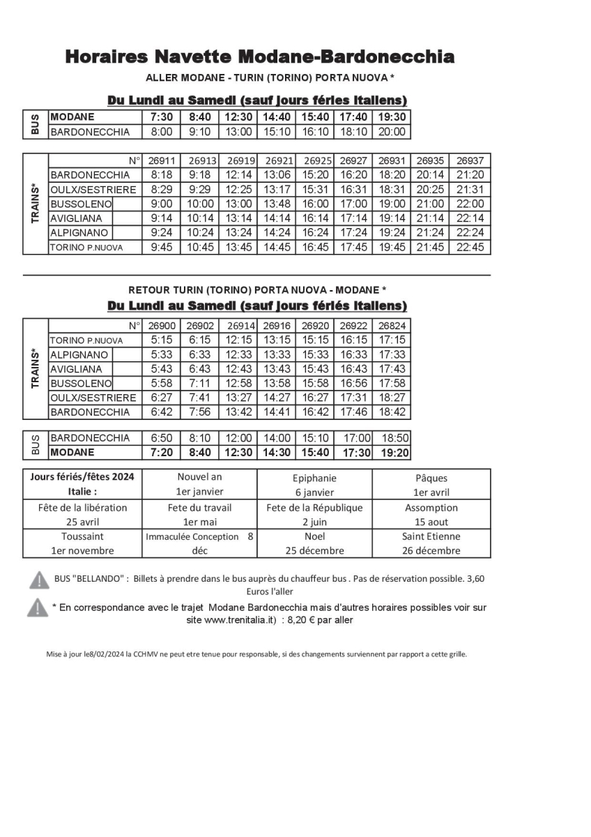 La navette Modane - Bardonecchia | CC Haute Maurienne